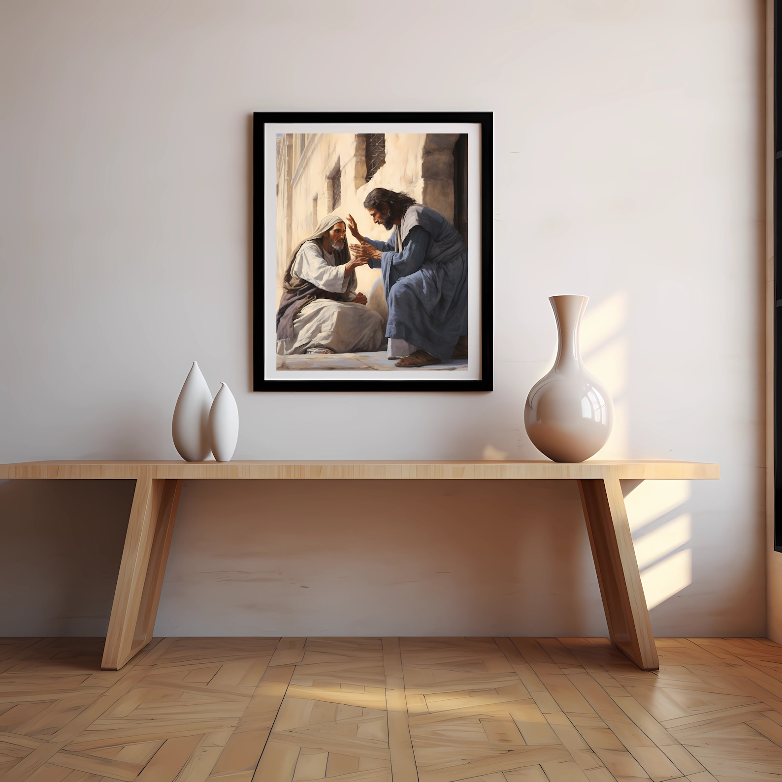 Jesus Heals a Blind Man, Jesus Art, Bible Art, Miracle, Christian Art ...