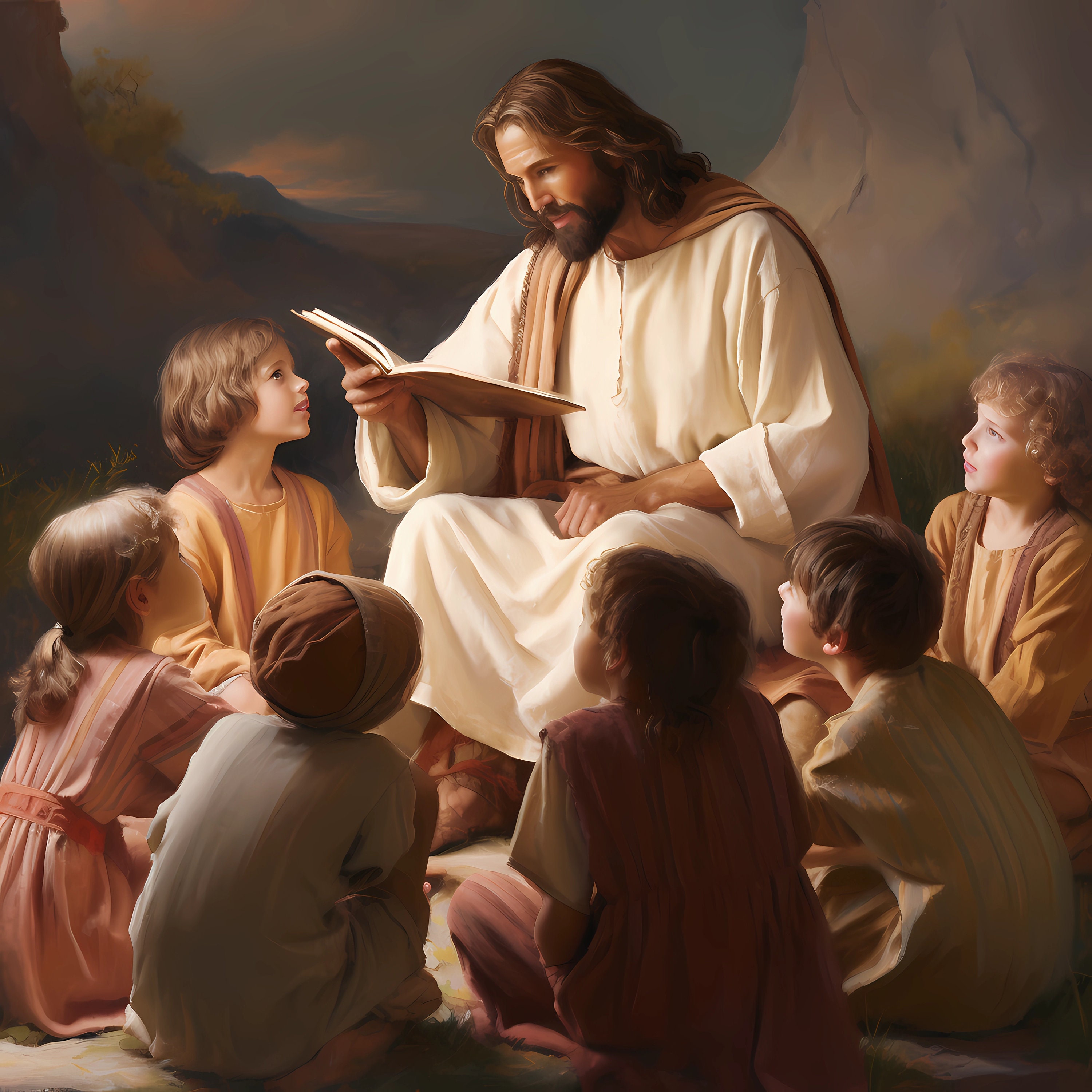 Jesus With His Children Jesus Teaching Painting Jesus Art - Etsy