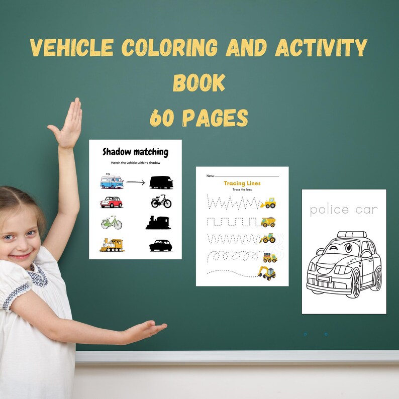 Vehicle Coloring and Activity Book for Kids Fun and Educational Cars ...