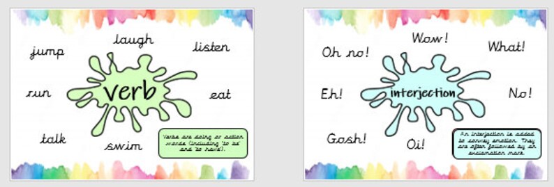 Word Class Posters English Display Pastel Theme Paint - Etsy