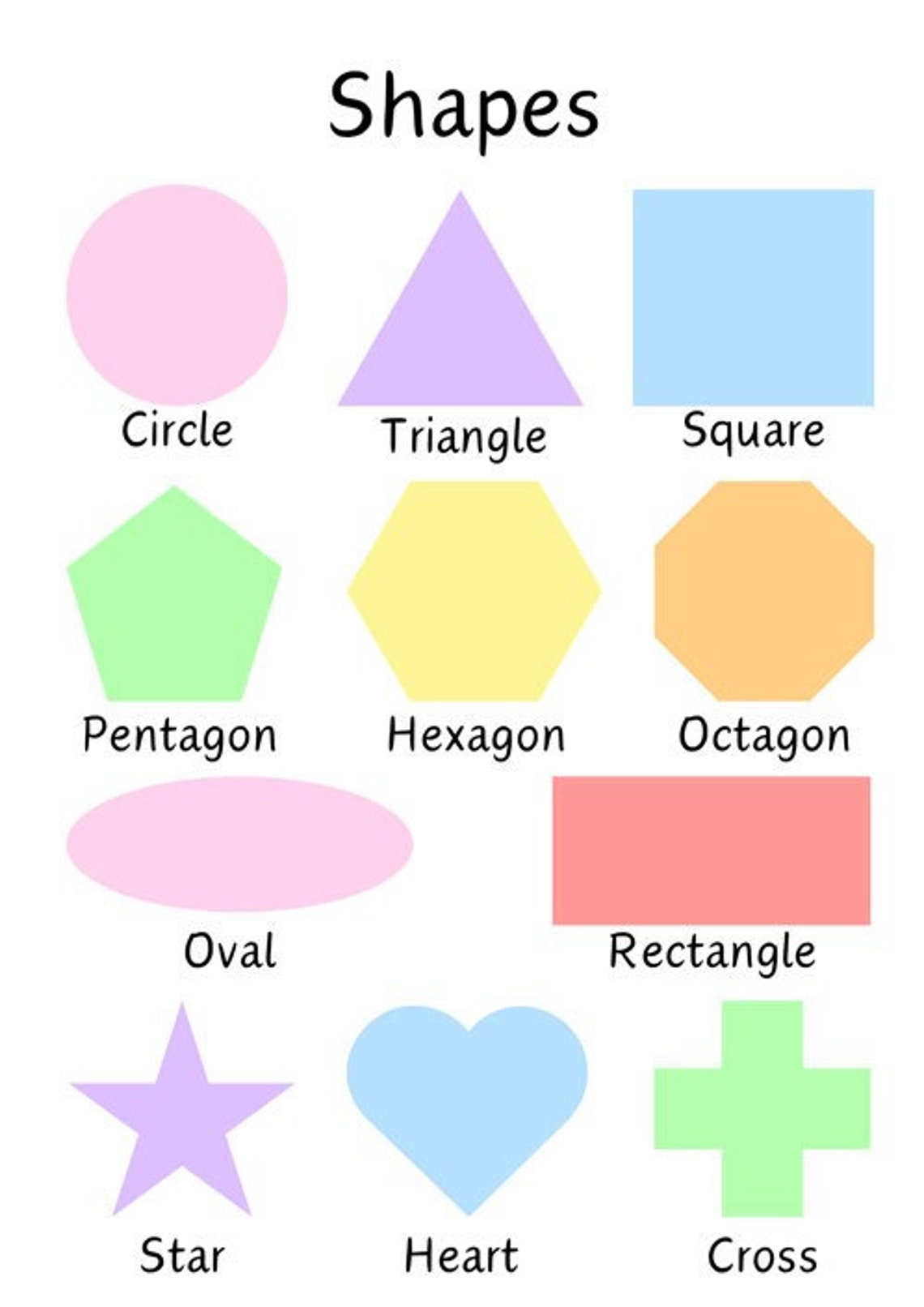 Printable Shapes Poster for Kids Digital Download Educational Geometry ...