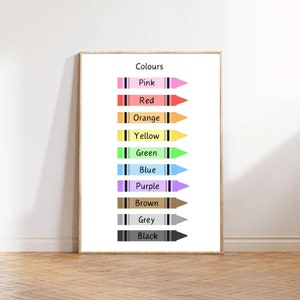 Printable Colors Poster for Kids Digital Download Educational Color ...