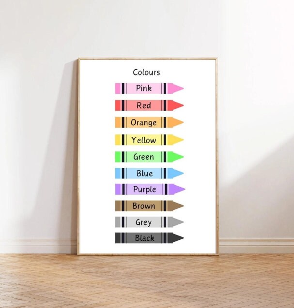 Printable Colors Poster for Kids Digital Download Educational Color ...