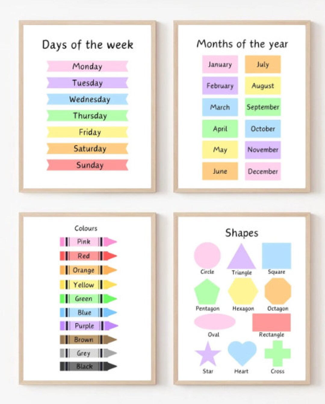Printable Pastel Theme Math Posters Bundle Digital Download Days ...