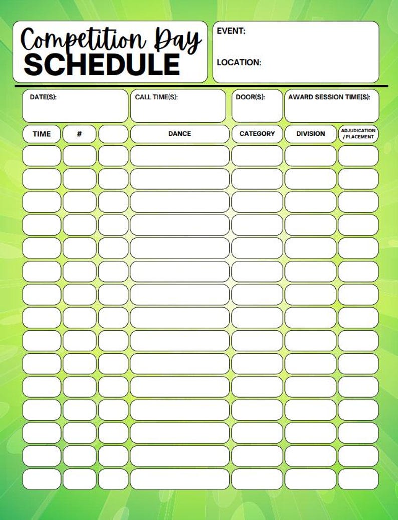 2025 Dance Competition Day Schedule - Etsy