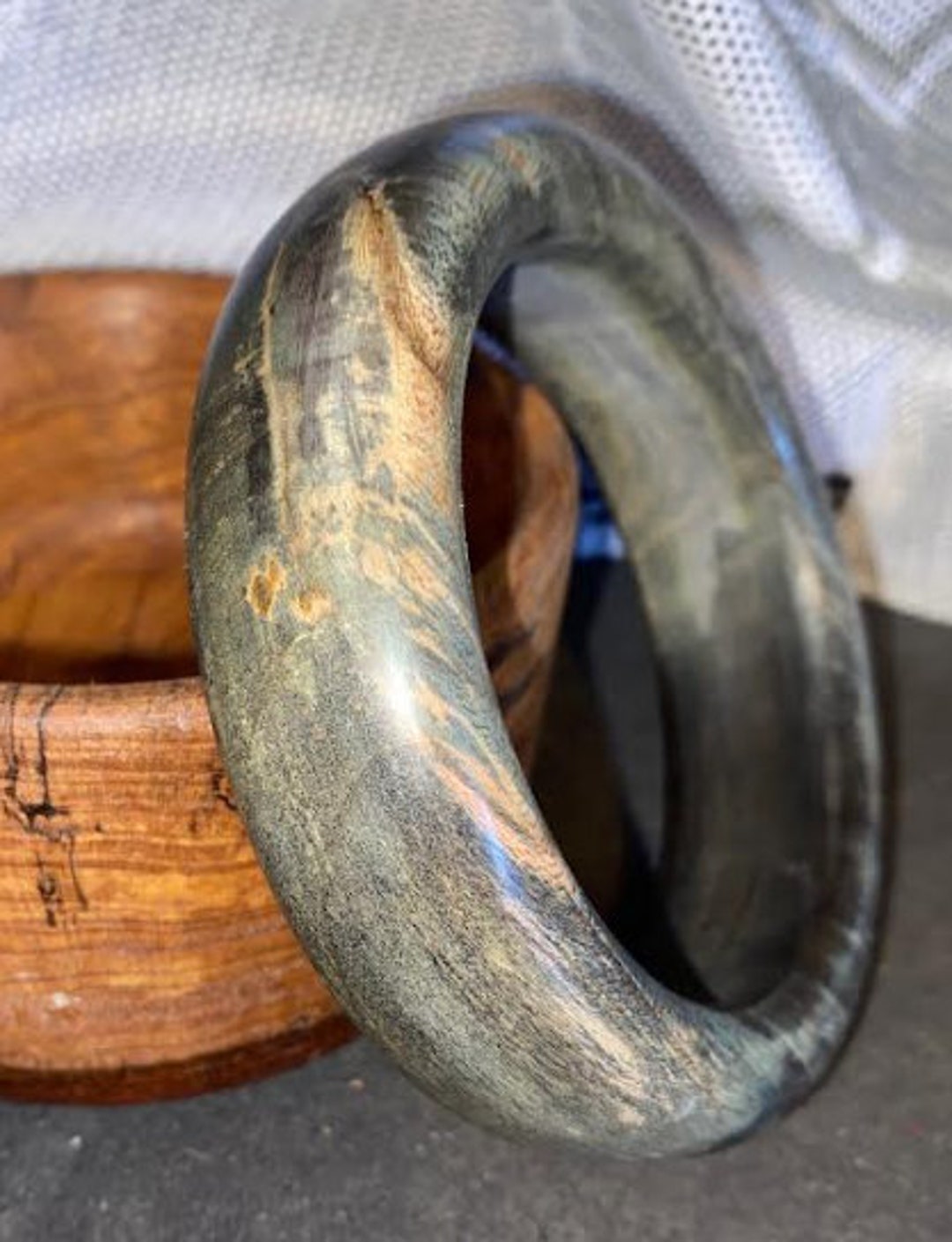 Exotic Wood Woman's Bangle Bracelet Spalted Tamarind Purple and Orange ...