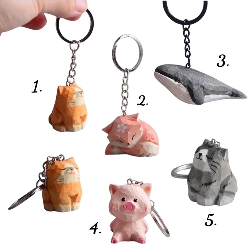 Handmade Wooden Keychain, Japanese Style Keychain, Unique Wood Carving ...