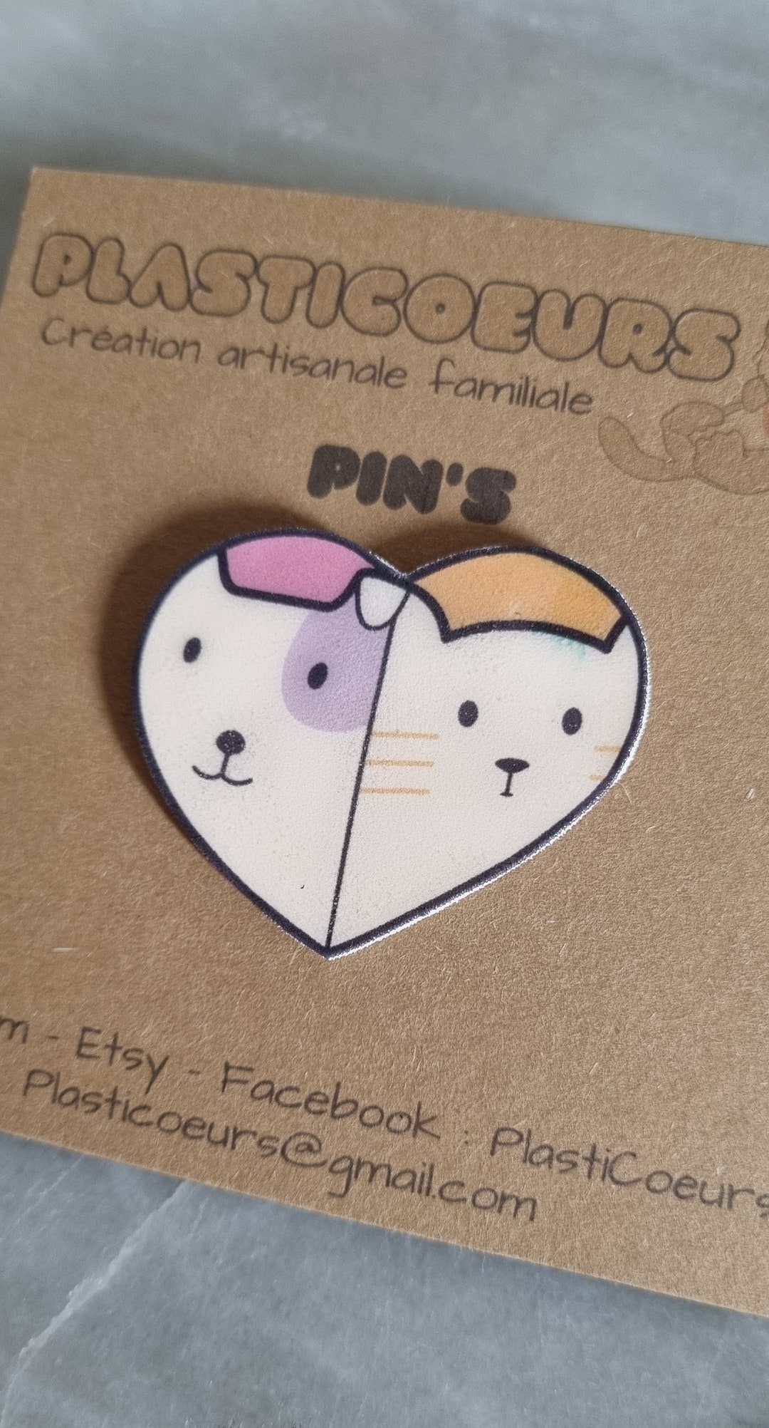 Classic Pin's Heart Dog and Cat - Etsy