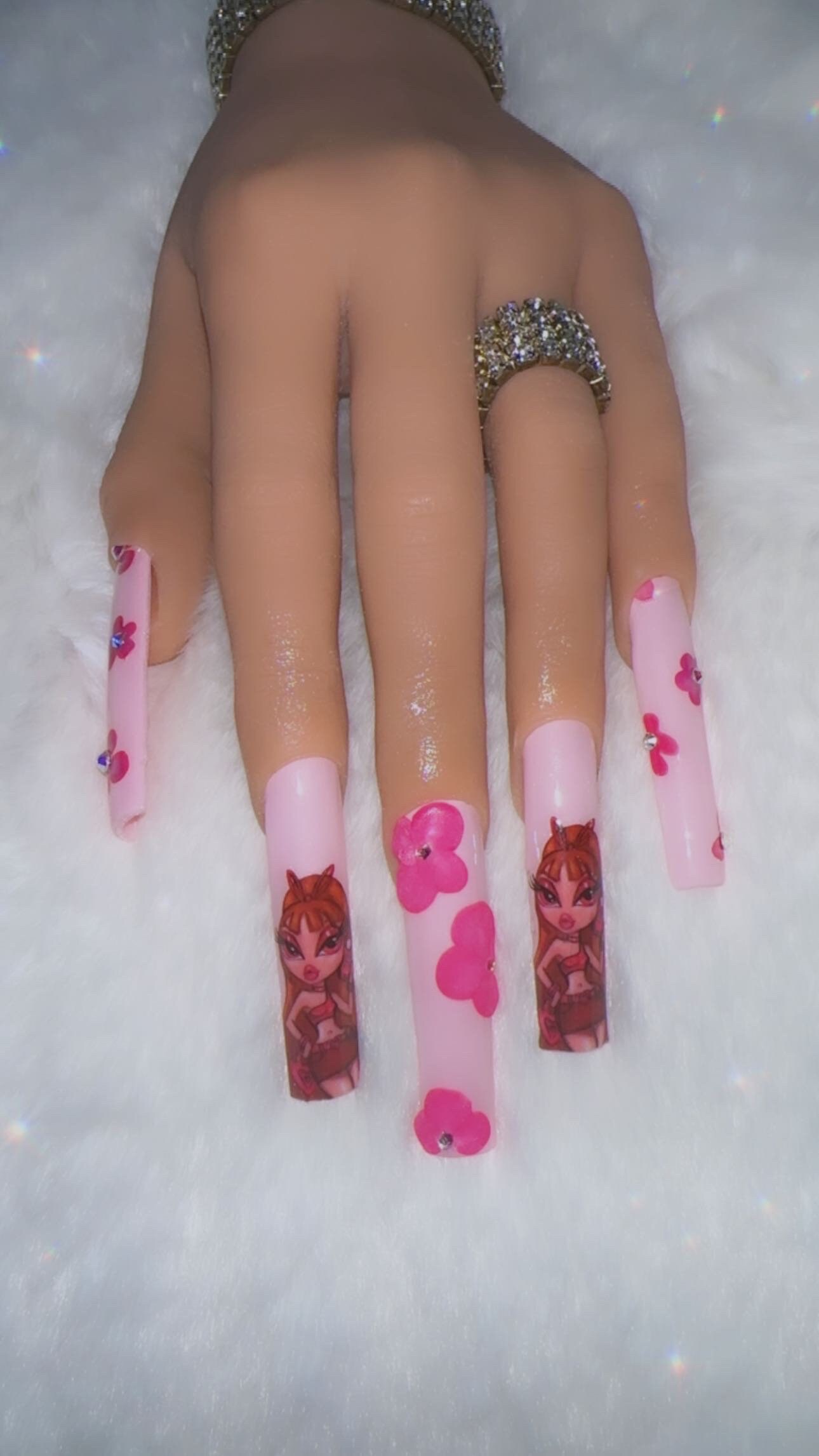 Pink Baddie Bratz Acrylic Press-on Nails Luxury Shiny - Etsy