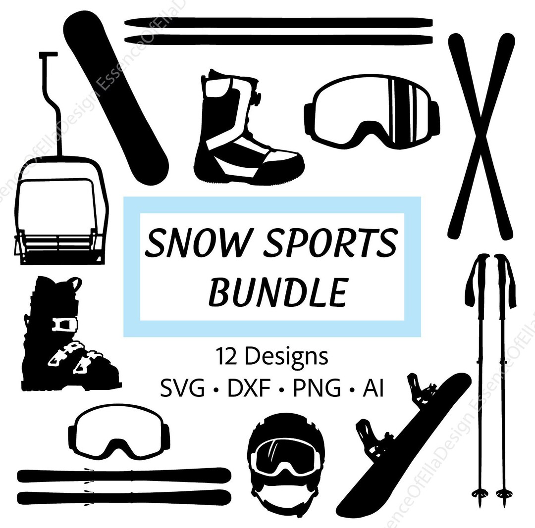 Snow Sports SVG Bundle, Ski/snowboard SVG, Cricut Cut File, Silhouette ...
