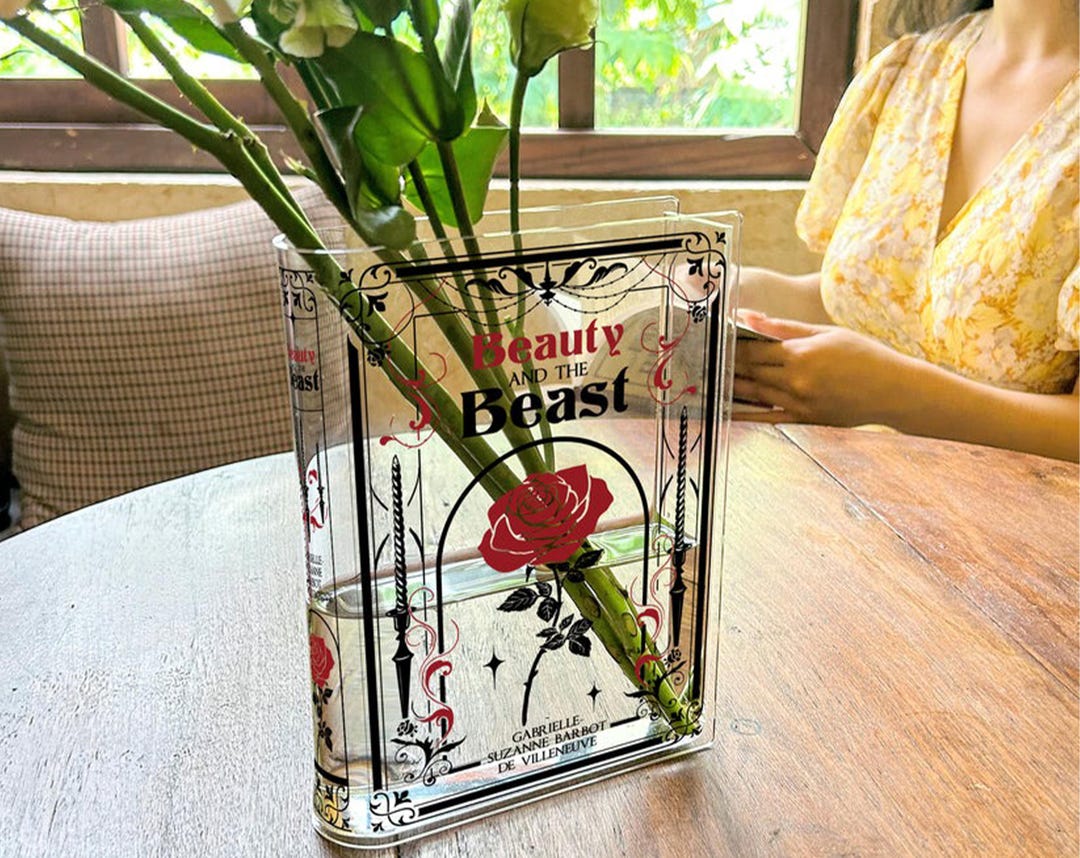 Beauty and the Beast Acrylic Book Vase, Movie Book Vase, Classic Horror ...