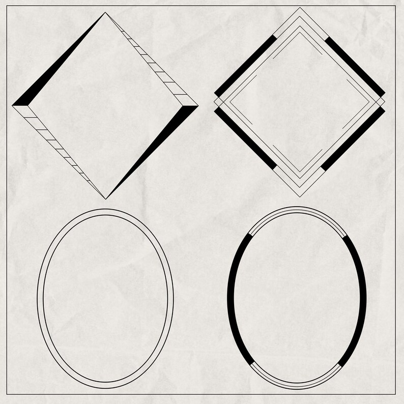 10 Geometric Frame Clipart,mordern Simplistic Frames,black and White ...
