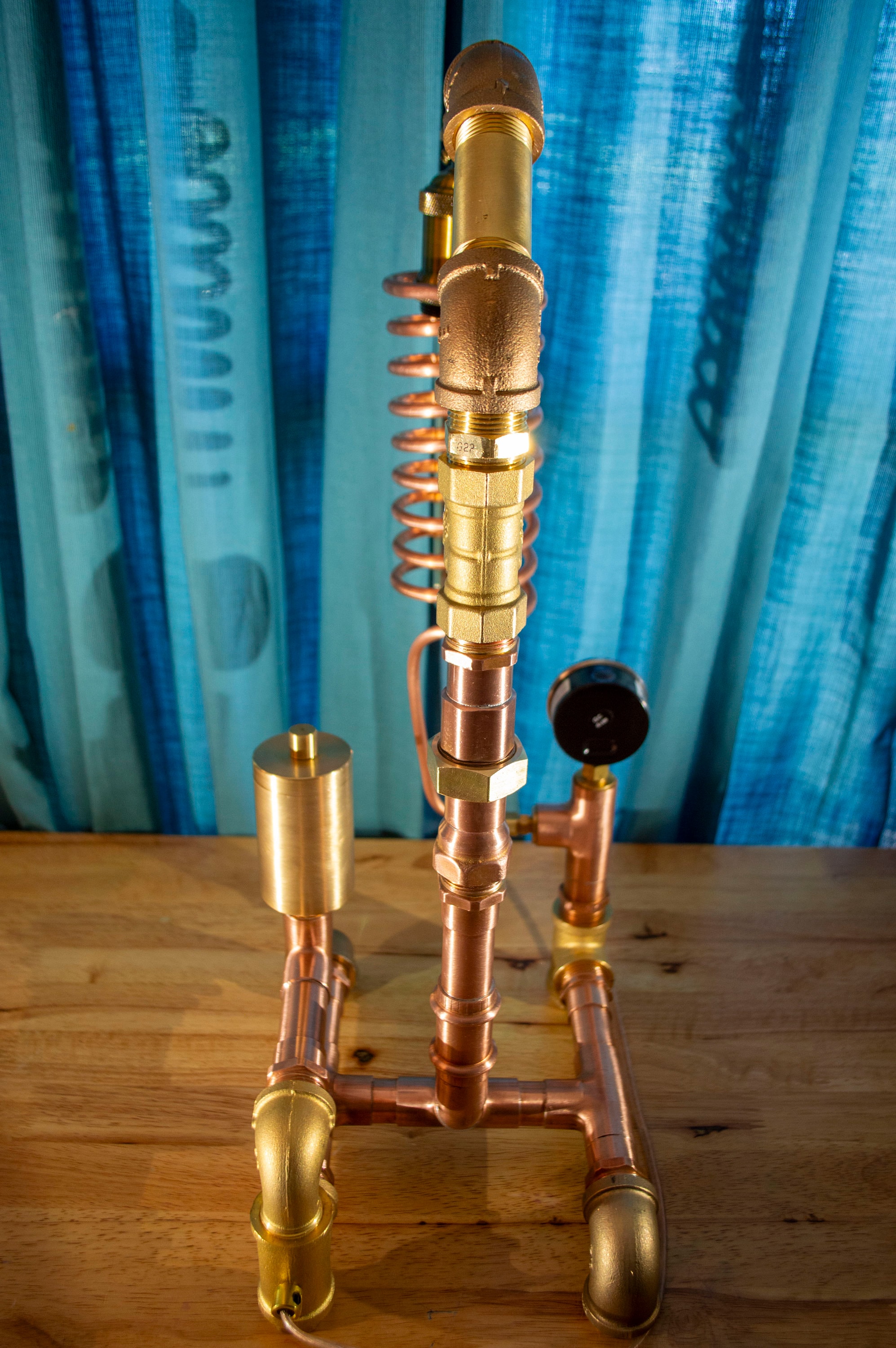 Steampunk Copper and Brass Edison Lightbulb Table Lamp 3/4 Inch Type L ...