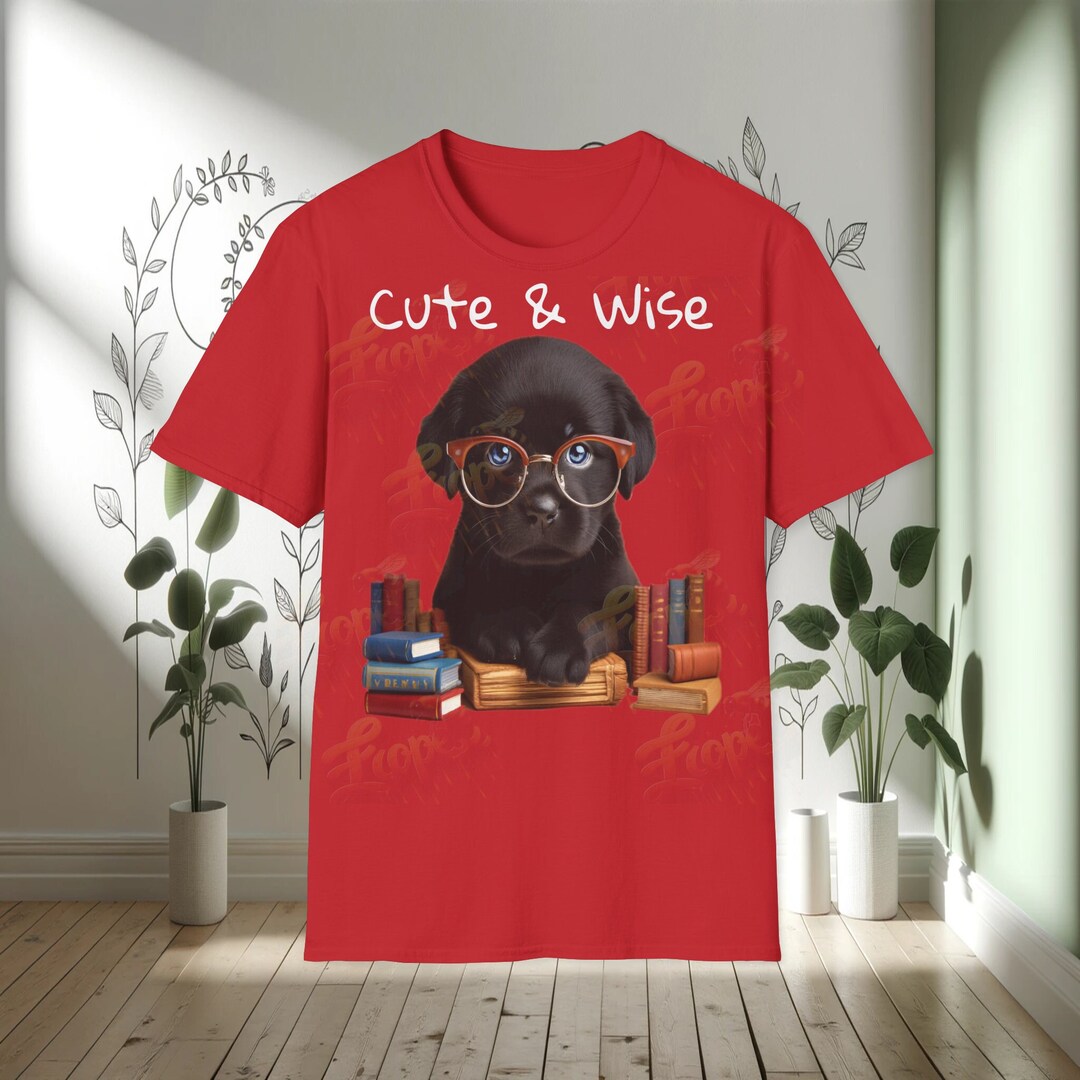 1 "cute & Wise" Labrador Puppy Bookworm Unisex Softstyle T-shirt ...