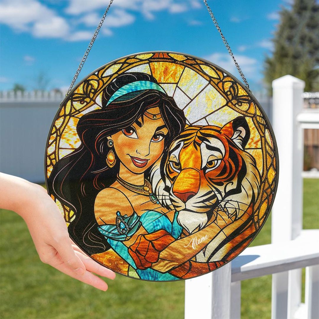 Personalized Princess Jasmine and Rajah Suncatcher, Custom Aladdin ...