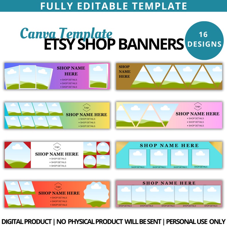 16 Premium Etsy Shop Banner Designs - Fully Editable Canva Template ...
