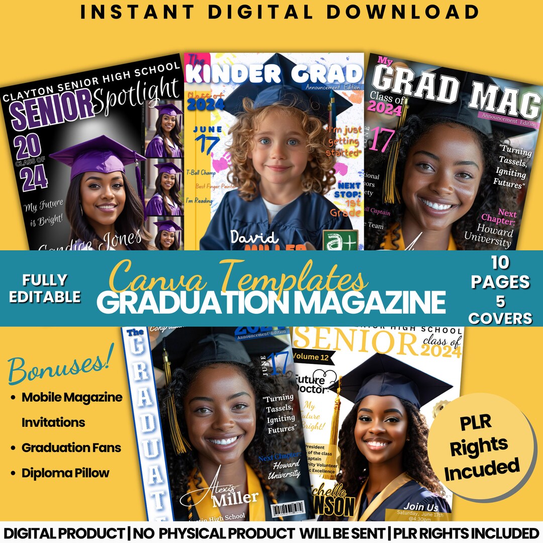 2024 Graduation Invitation Magazine Template Fully Editable Canva ...