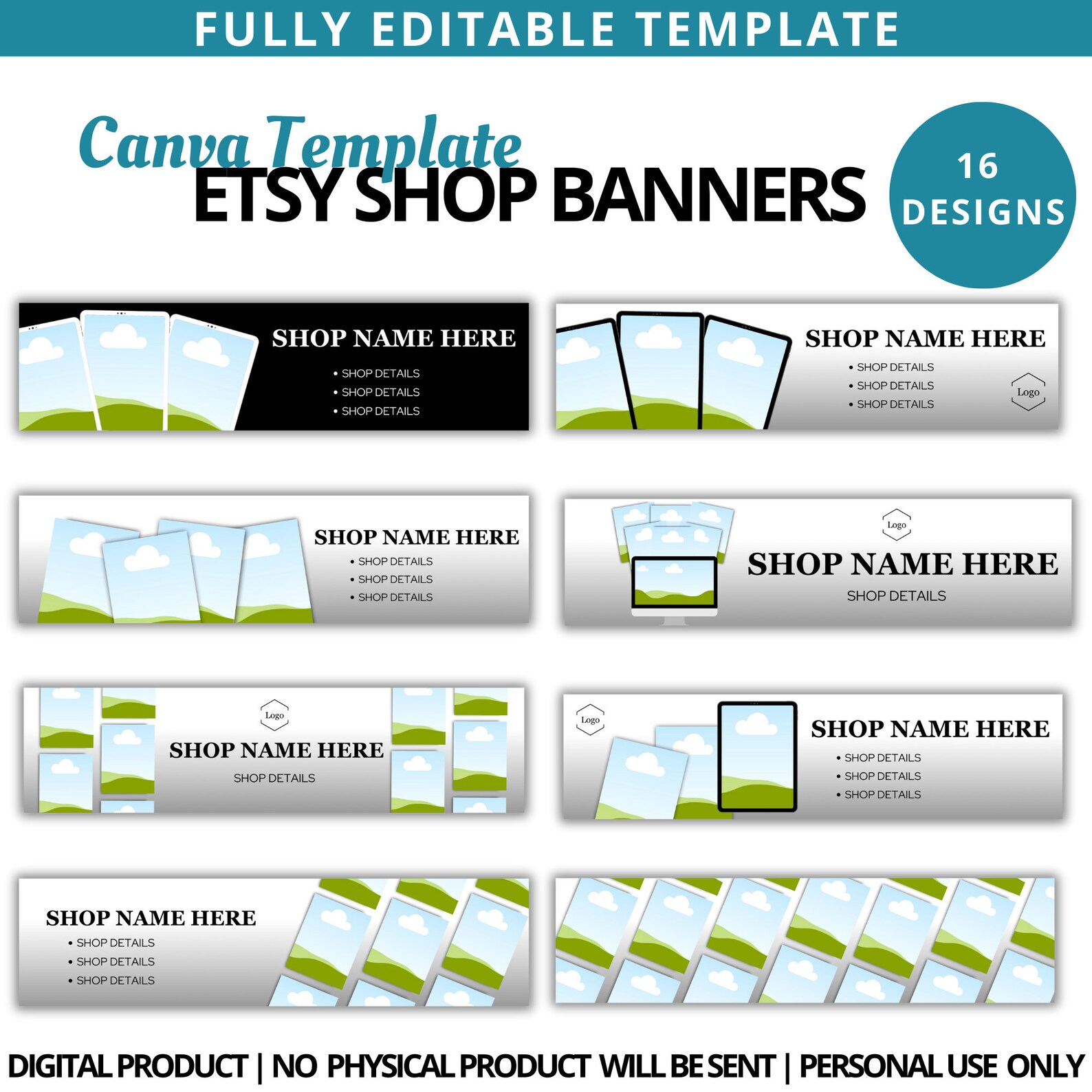 16 Premium Etsy Shop Banner Designs - Fully Editable Canva Template ...
