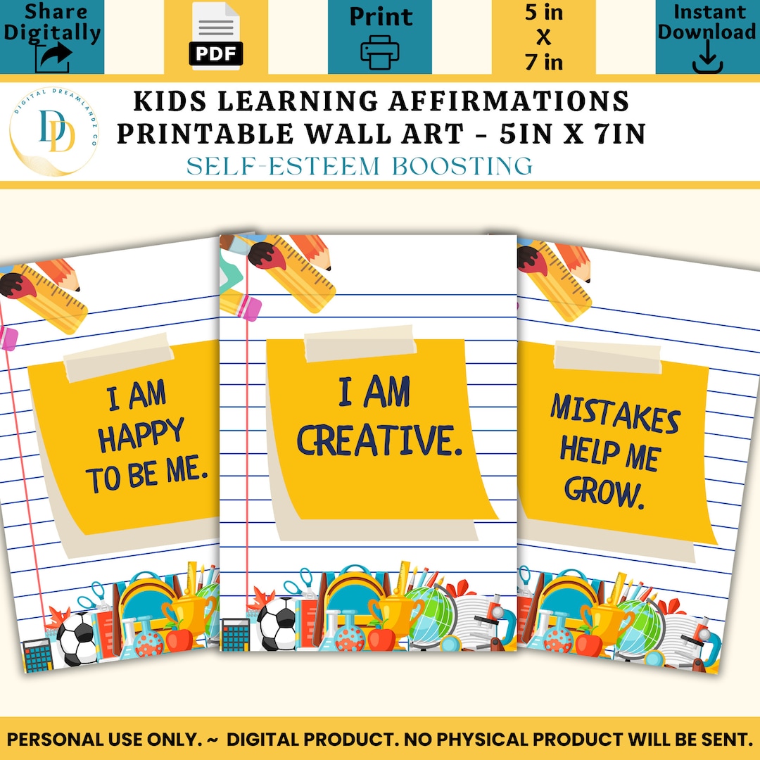 Kids Affirmation Wall Art for Learning | Printable for Teachers and ...