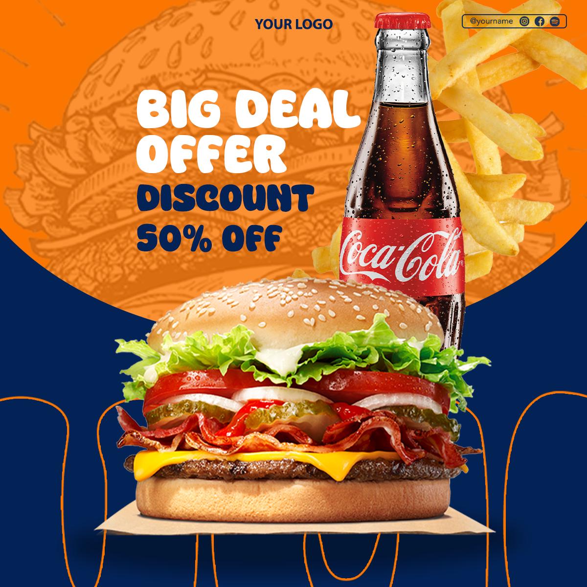 Burger Restaurant Instagram Post, Fast Food Story Template, Social ...