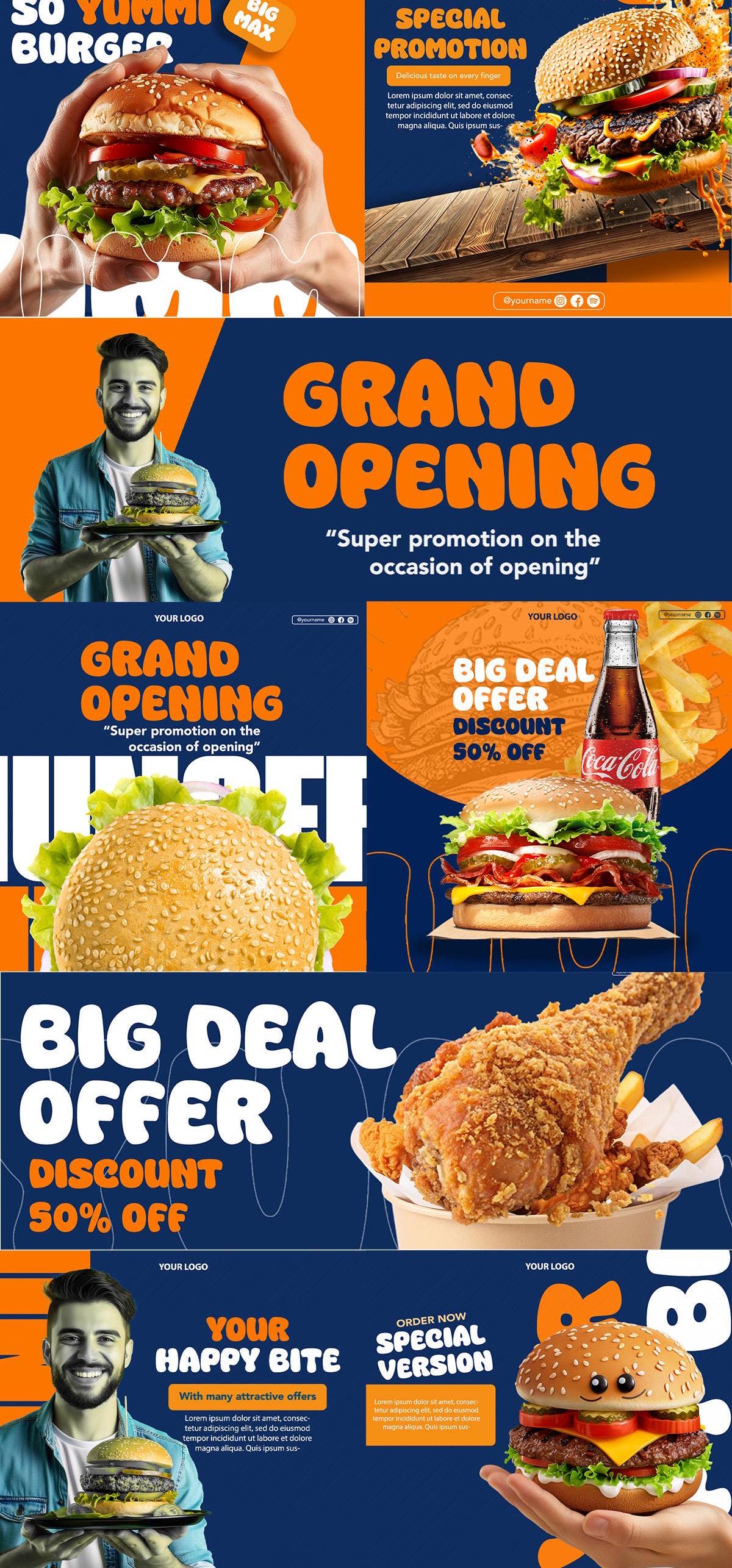 Burger Restaurant Instagram Post, Fast Food Story Template, Social ...