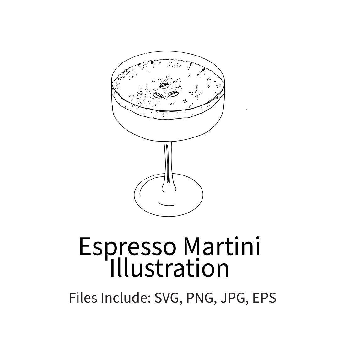 Espresso Martini Illustration SVG, Wedding Illustration, Bar Sign Art ...