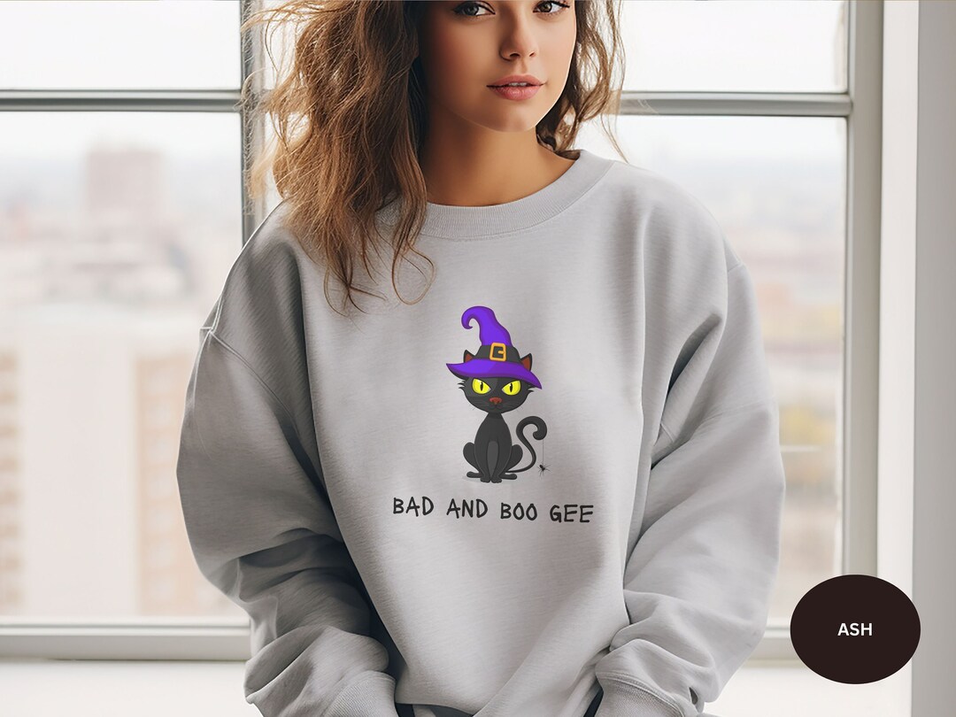 Bad and Boo Gee Cat Sweatshirt, Cute Cat Shirt, Fall Shirt, Halloween ...