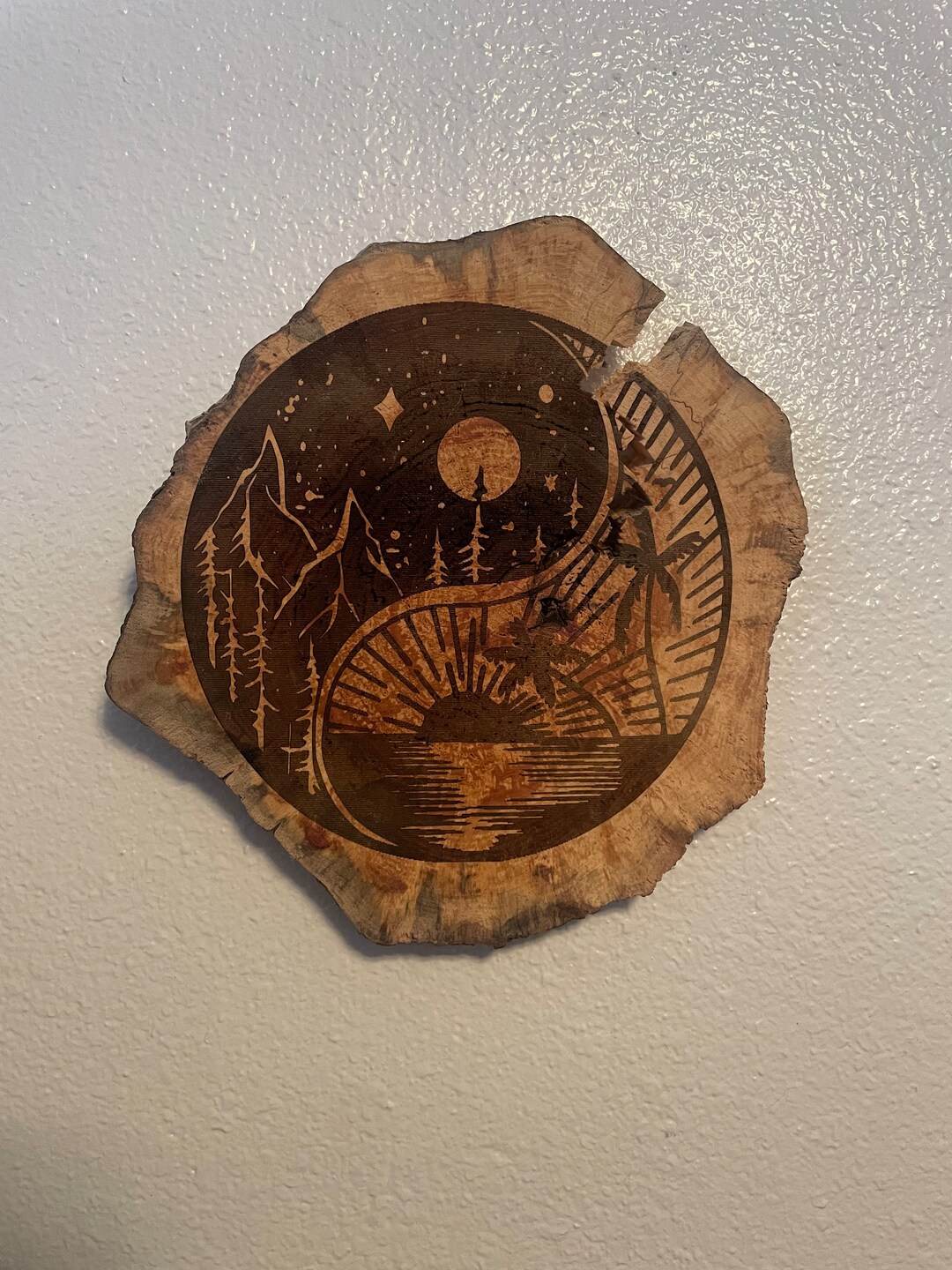 Night and Day Natural Wood Sign Home Decor Rustic Decor Mountains Beach ...