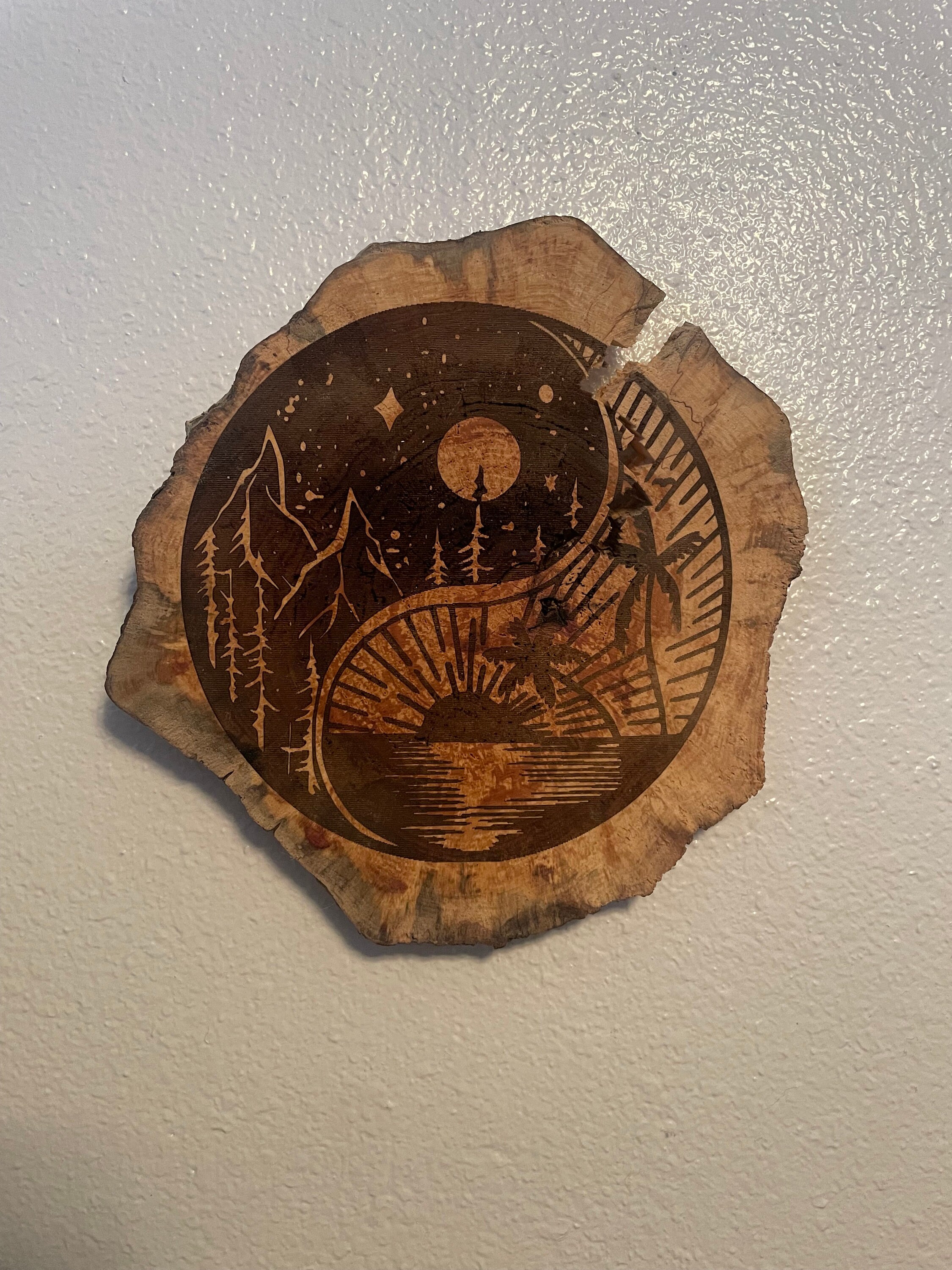 Night and Day Natural Wood Sign Home Decor Rustic Decor Mountains Beach ...