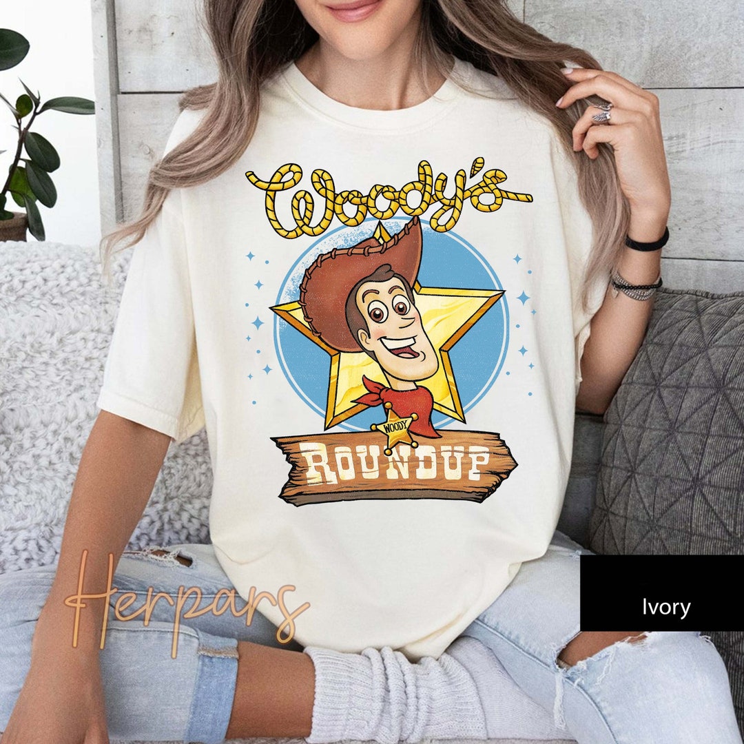 Disney Pixar Toy Story Cowboy Woody's Round up Retro Shirt, Woody ...