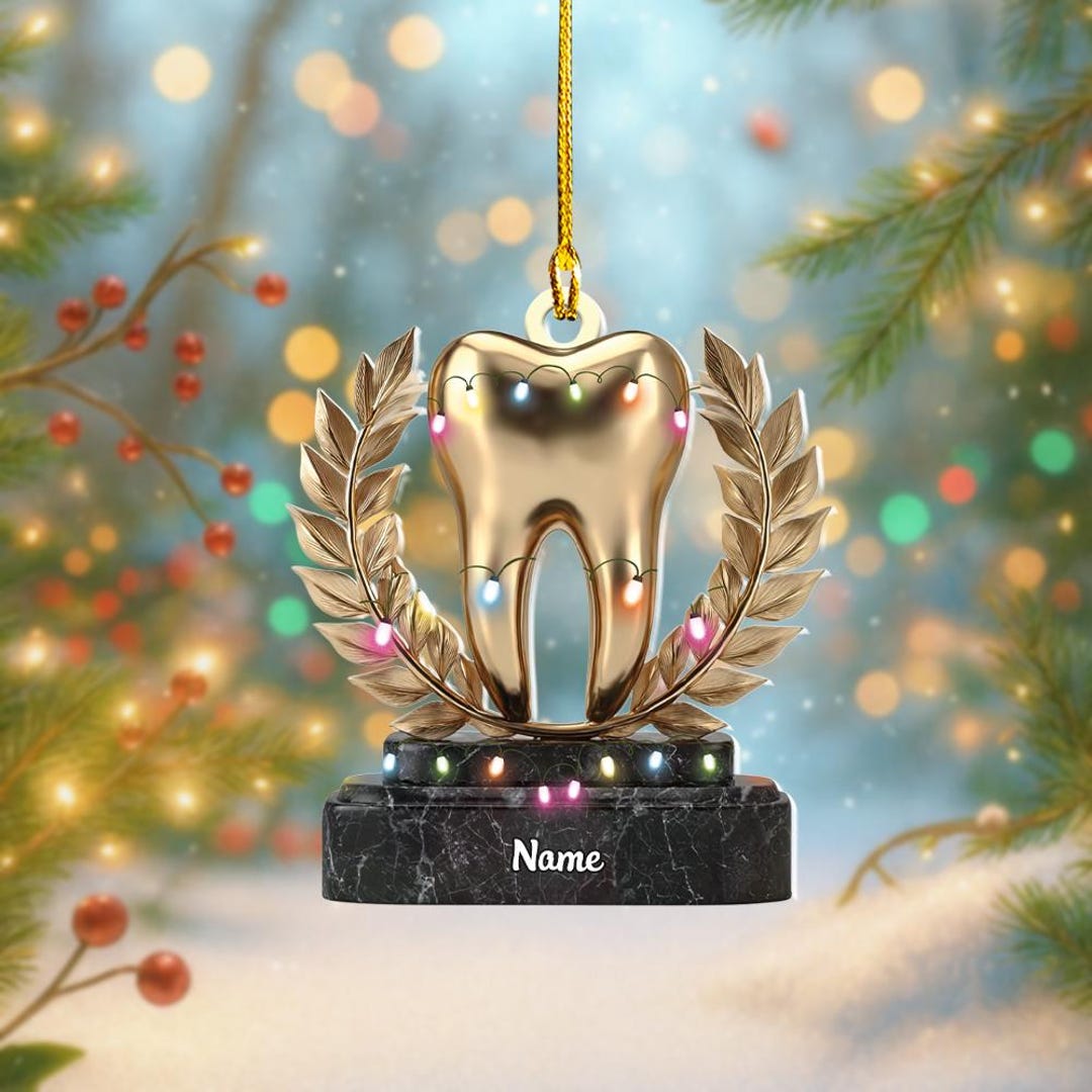 Personalized Tooth Trophy Christmas Ornament, Dentist Award Ornament ...