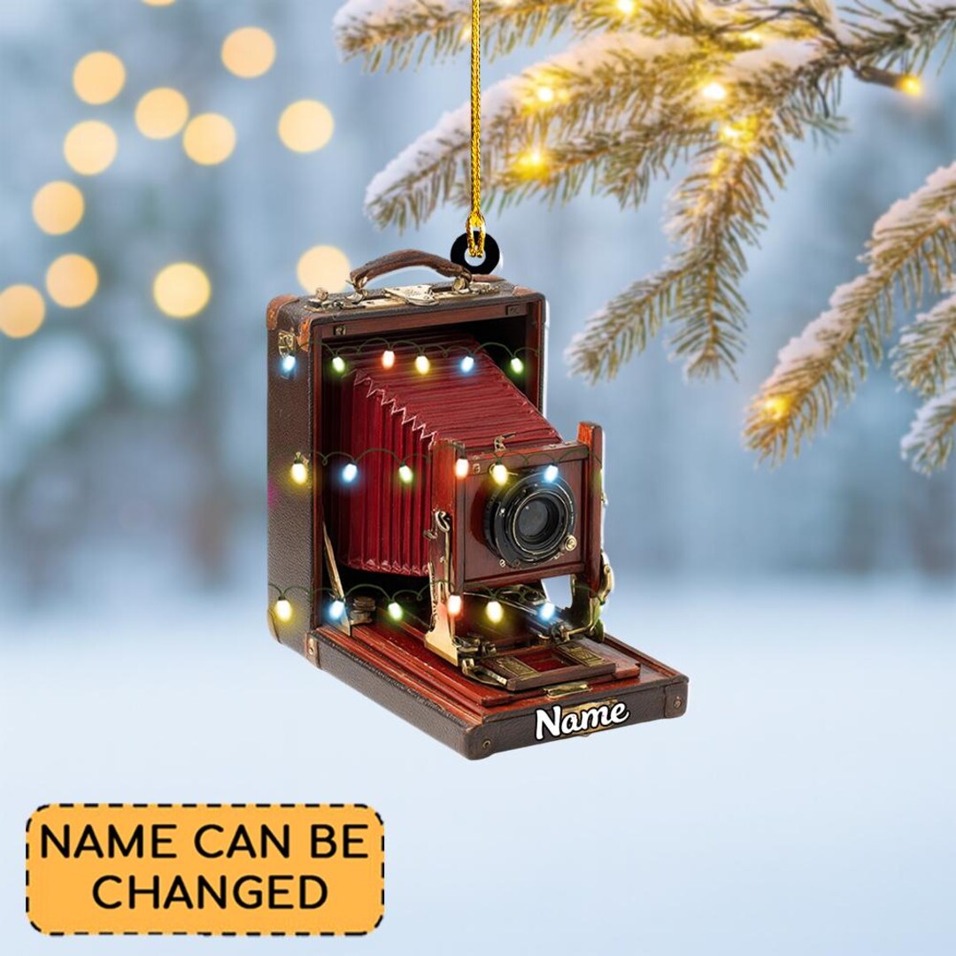 Personalized Retro Folding Camera Christmas Ornament, Camera ...