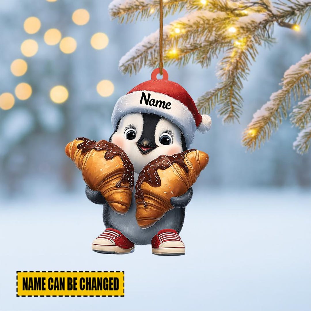 Personalized Brainrot Penguin Christmas Ornament, Penguin Flat 2D ...