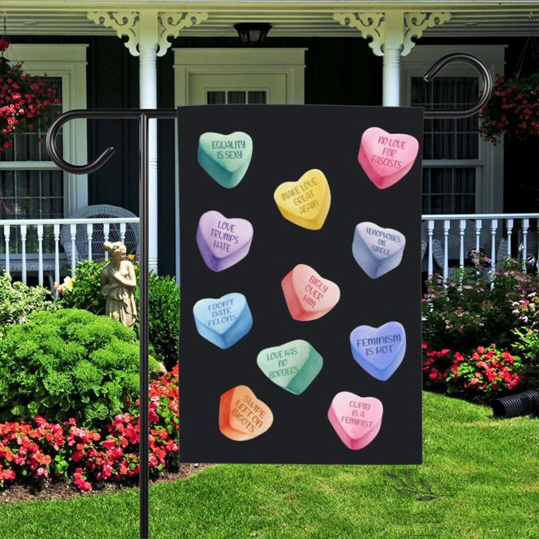 Pro Democracy Valentine Garden Flag, Subtle Anti Trump Yard Sign ...