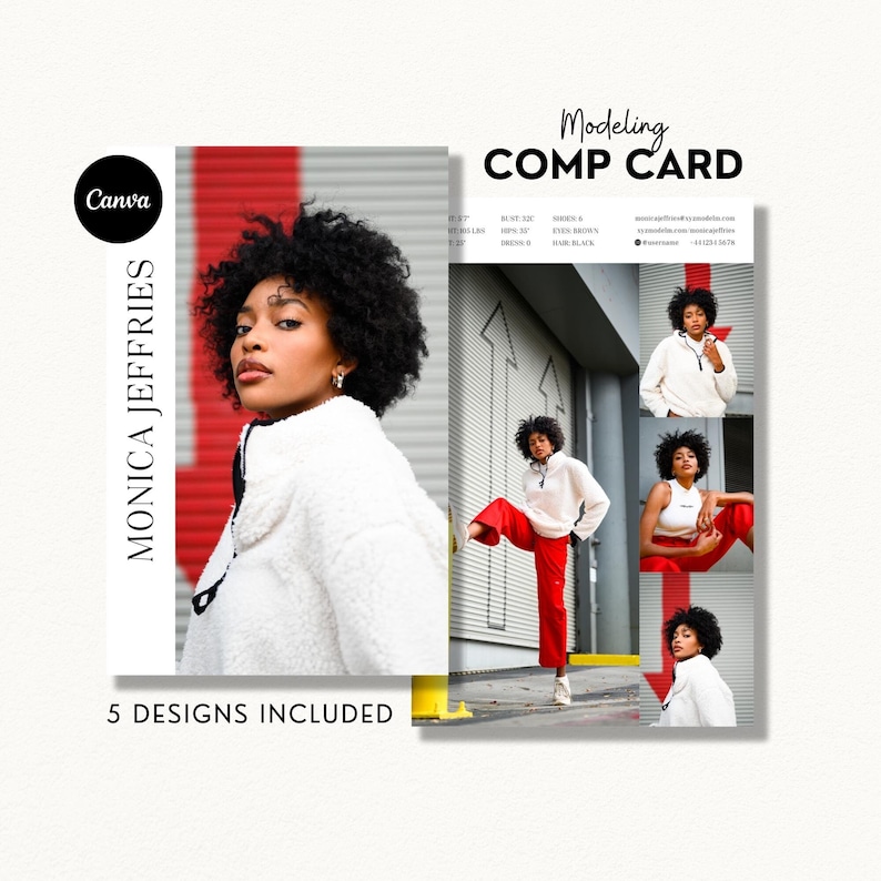 Modeling Comp Card Template, Zed Card, Editable Model Comp Card ...