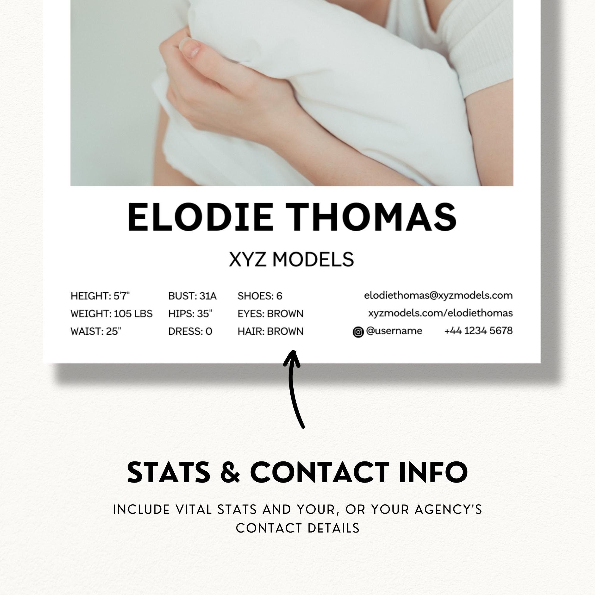 Modeling Comp Card Template, Zed Card, Editable Model Comp Card ...