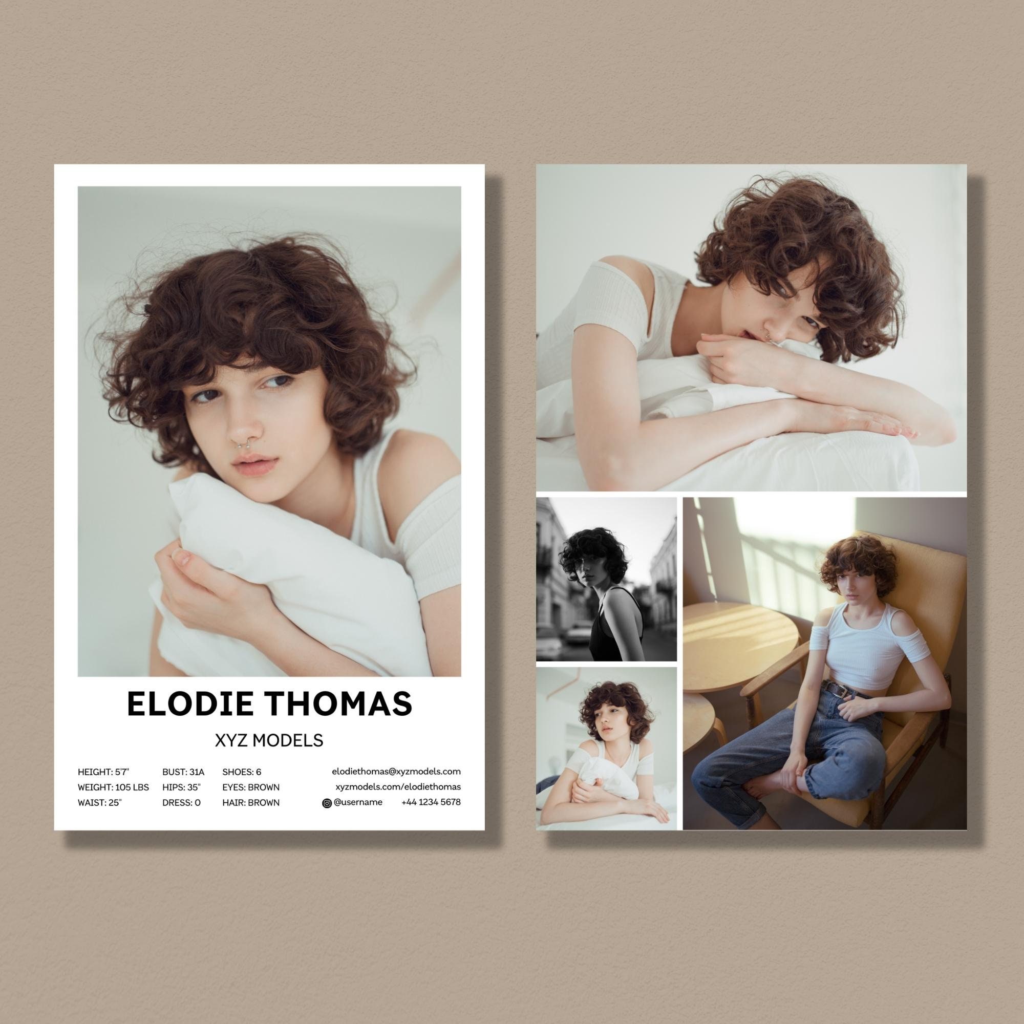 Modeling Comp Card Template, Zed Card, Editable Model Comp Card ...
