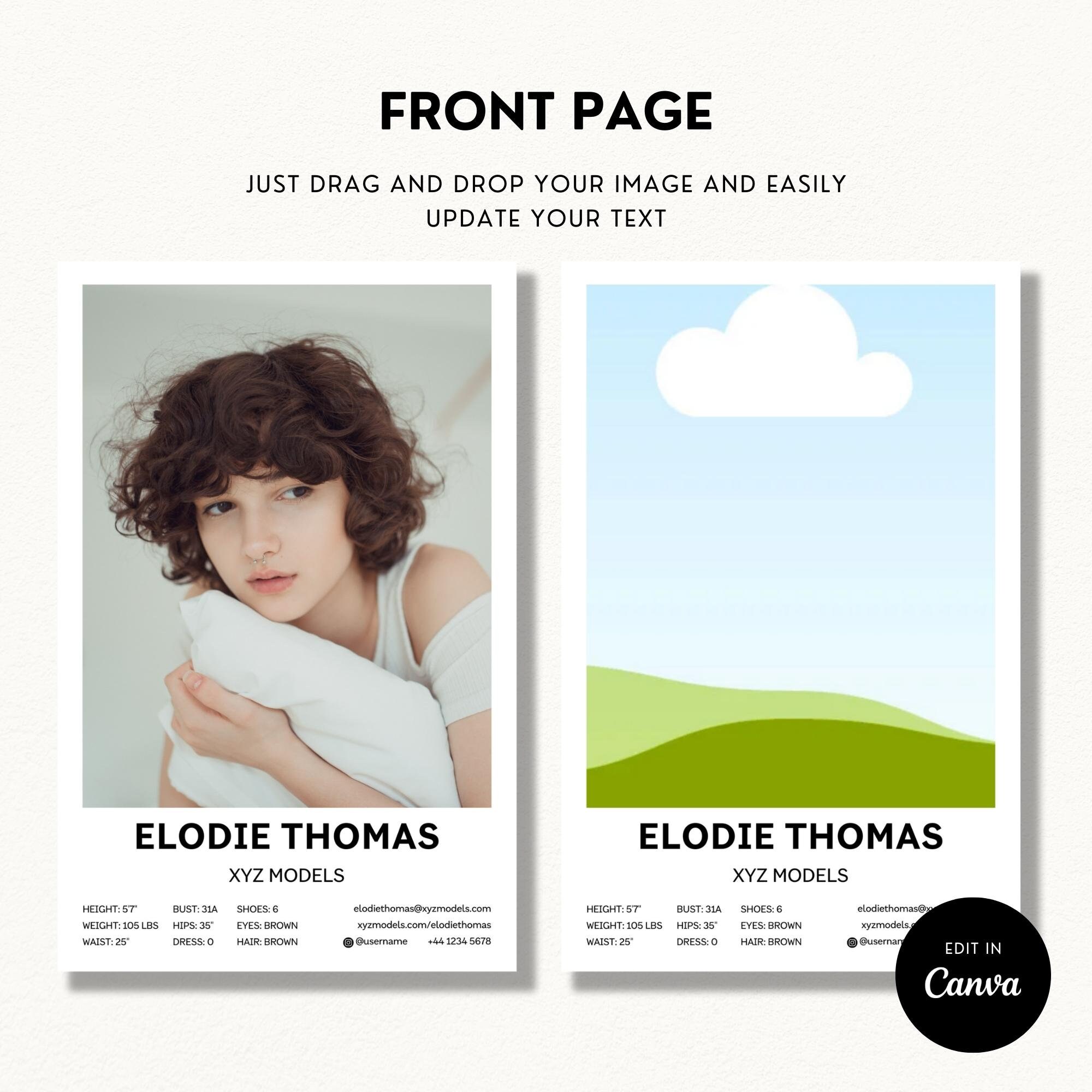 Modeling Comp Card Template, Zed Card, Editable Model Comp Card ...