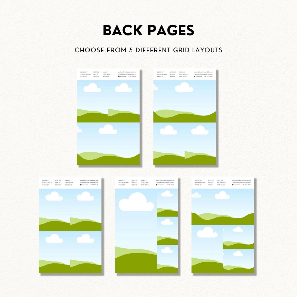 Modeling Comp Card Template, Zed Card, Editable Model Comp Card ...