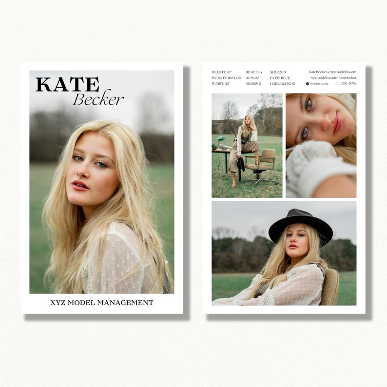 Modeling Comp Card Template, Zed Card, Editable Model Comp Card ...