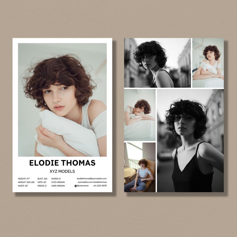 Modeling Comp Card Template, Zed Card, Editable Model Comp Card ...