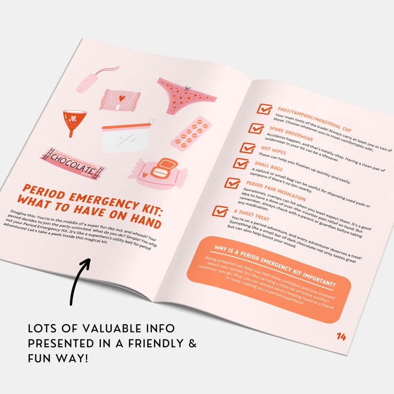 First Period Kit, Menstruation Starter Pack, Printable Period Tracker ...