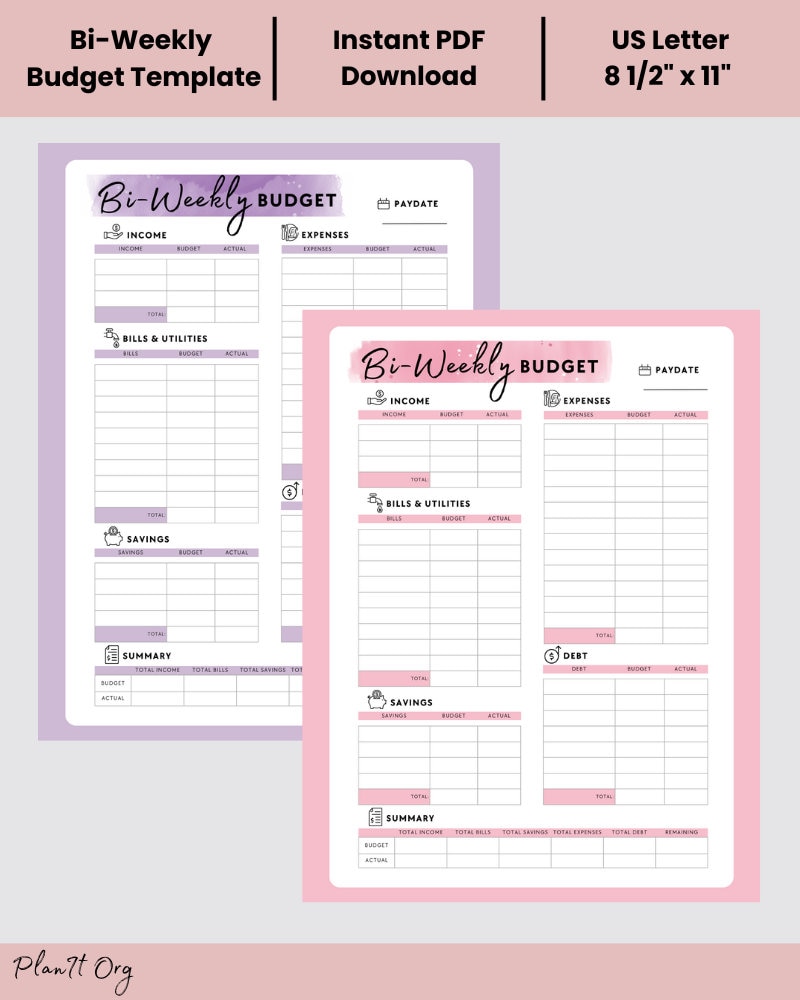Bi-weekly Budget Planner | Printable PDF | Instant Download - Etsy