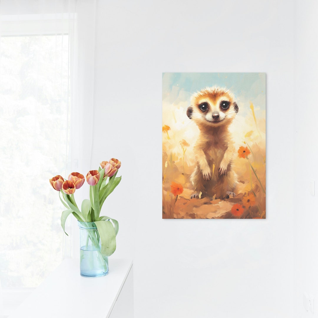 Meerkat Print | Digital Download | Meerkat and Colourful Flower Print ...