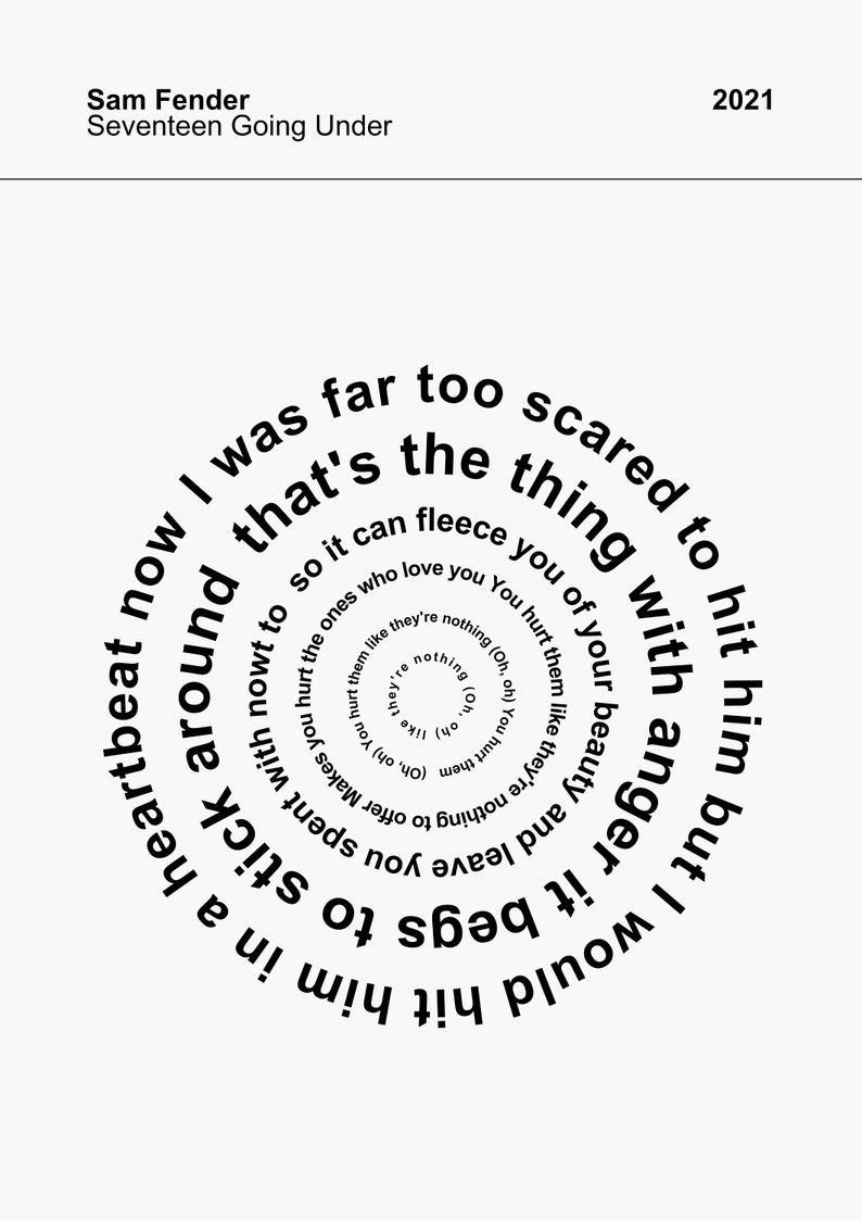 Seventeen Going Under | Sam Fender Poster | Print | Artwork | Music ...
