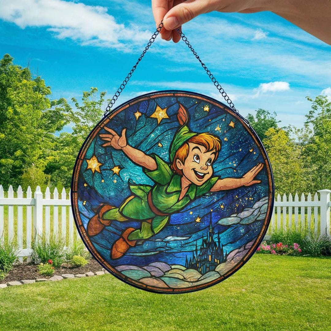 Stained Glass Peter Pan Suncatcher, WDW Peter Pan Window Hanging Home ...