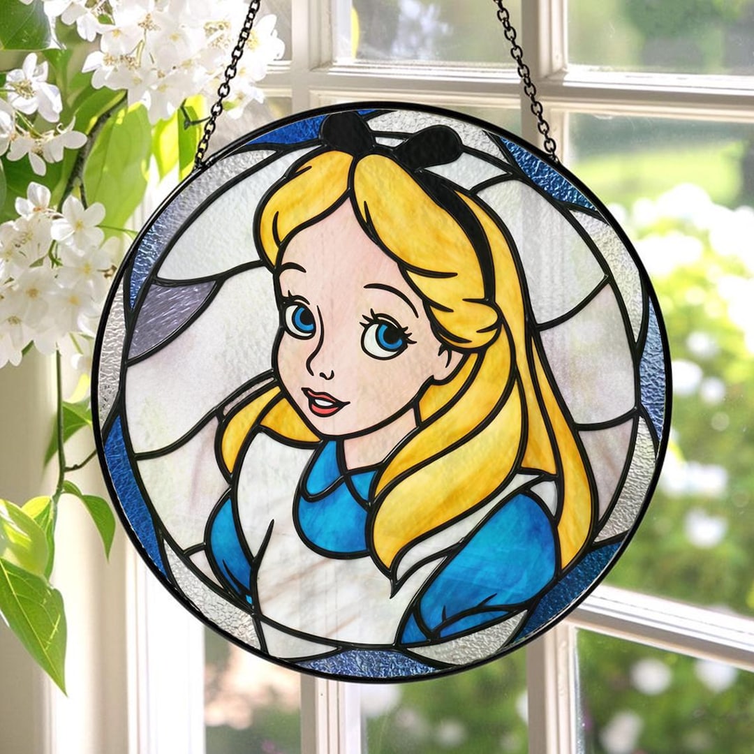 Stained Glass Alice Suncatcher, Alice in Wonderland Window Hanging Home ...