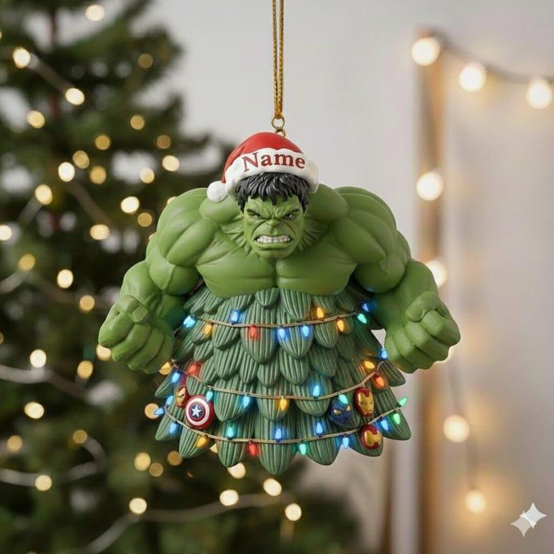 Personalized Superhero Santa Name Ornament, Hulk Hero Cute 2D Resin ...