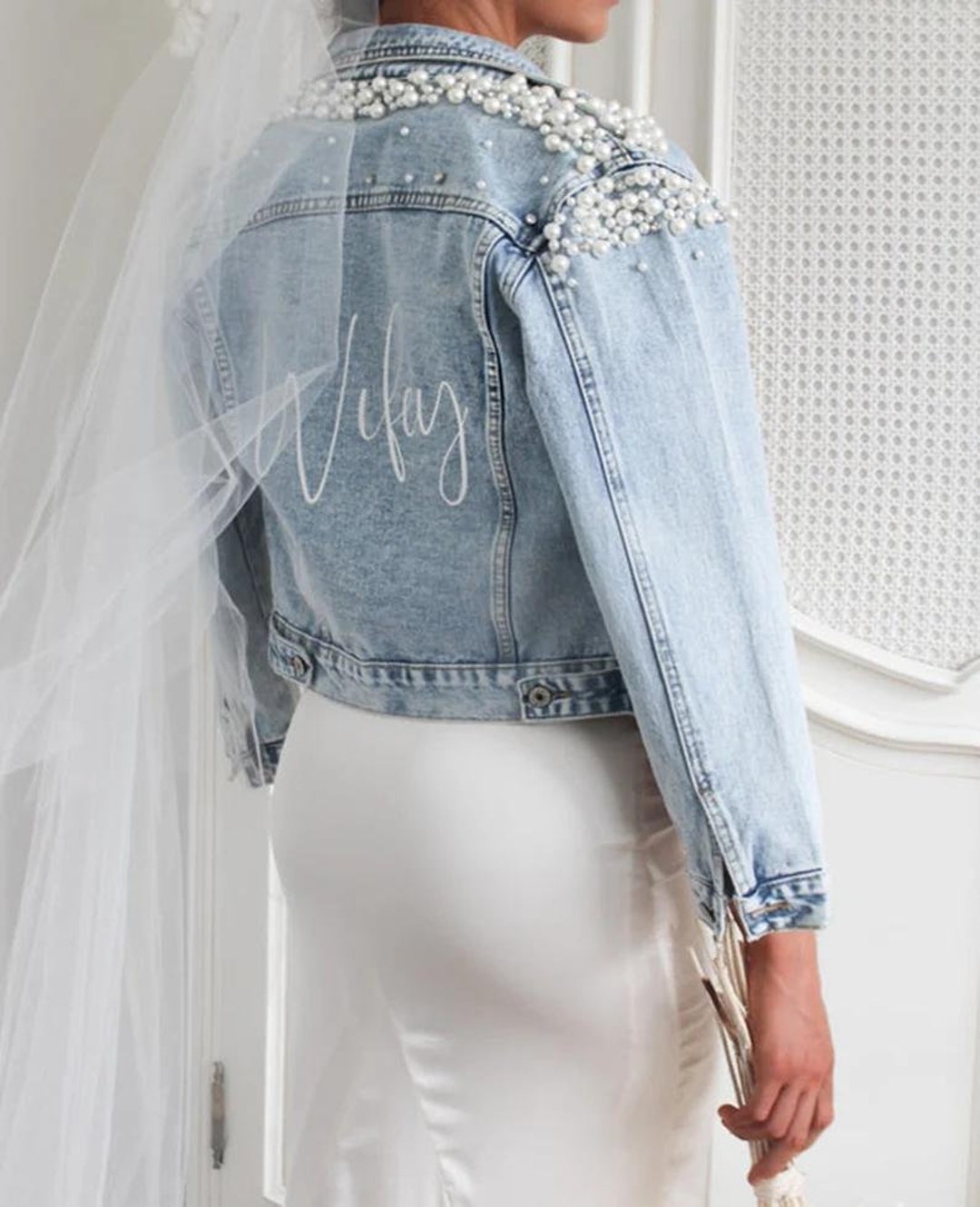 Personalized Bride Denim Jacket | Customized Bride Denim Jacket | Pearl ...