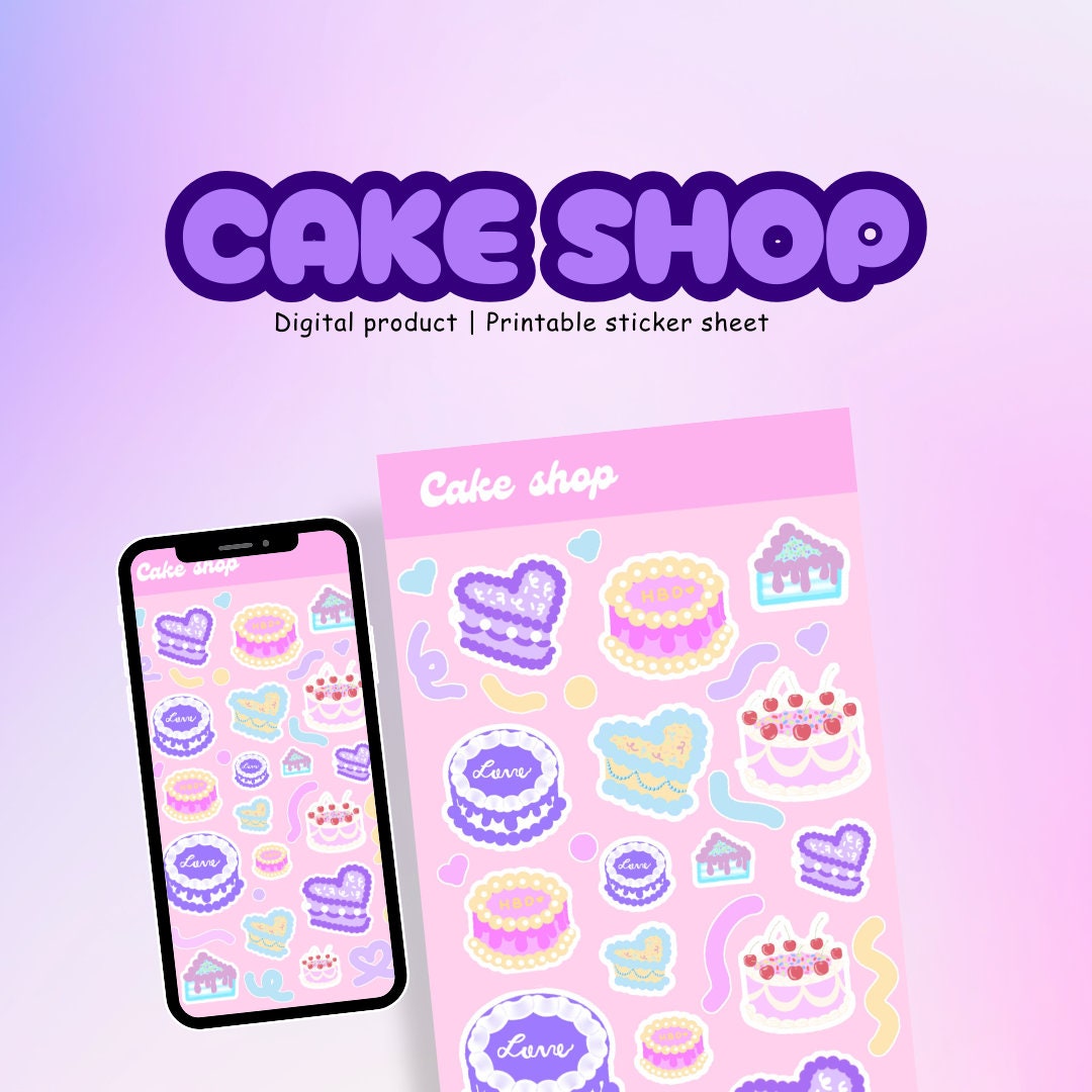 Sticker Sheet Printable Cute Cake Stickers - Etsy